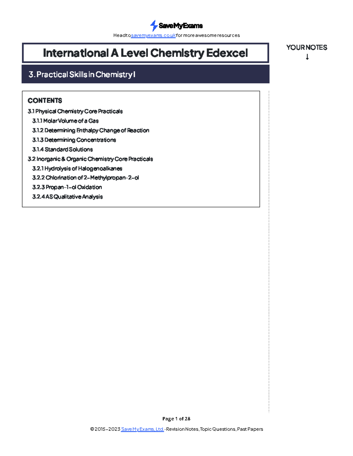 A Level Chemistry Notes: Practical Skills in Chemistry I - Studocu
