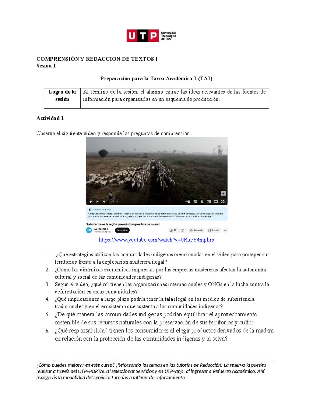 Preparación para la TA1: Comprensión y Redacción de Textos I - Studocu