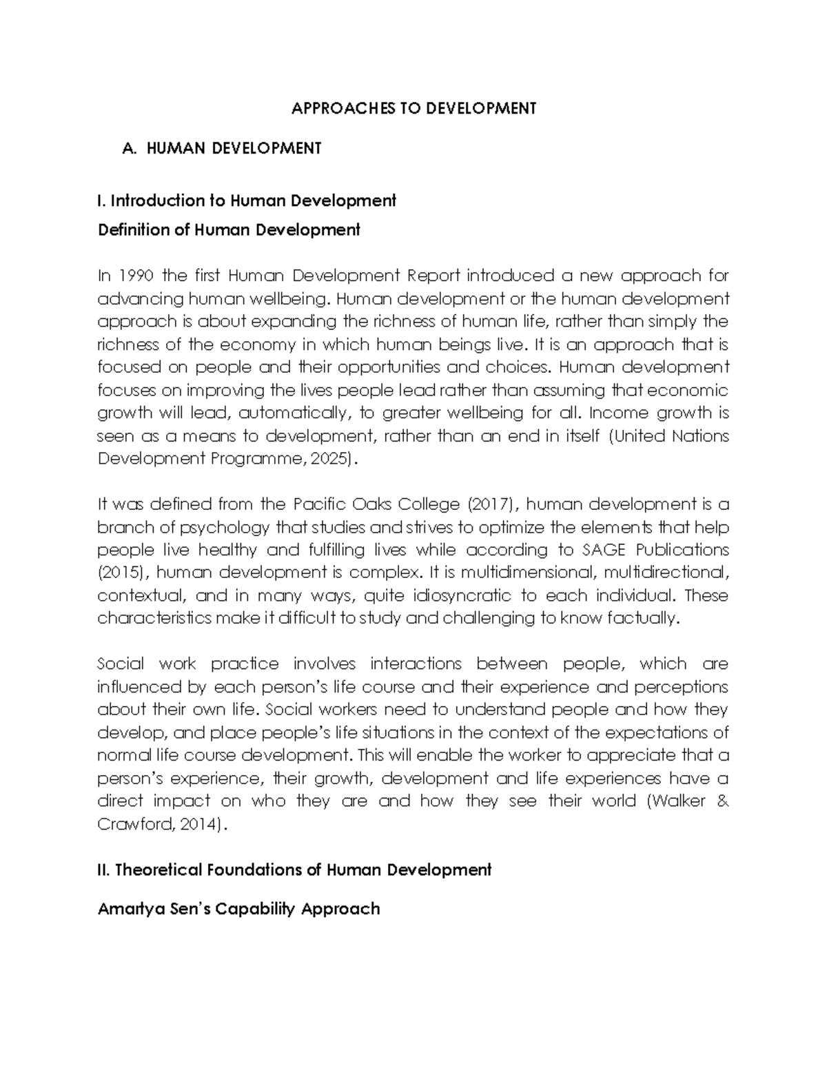 Human Development Approaches: Insights for Social Work and Policy (SW ...