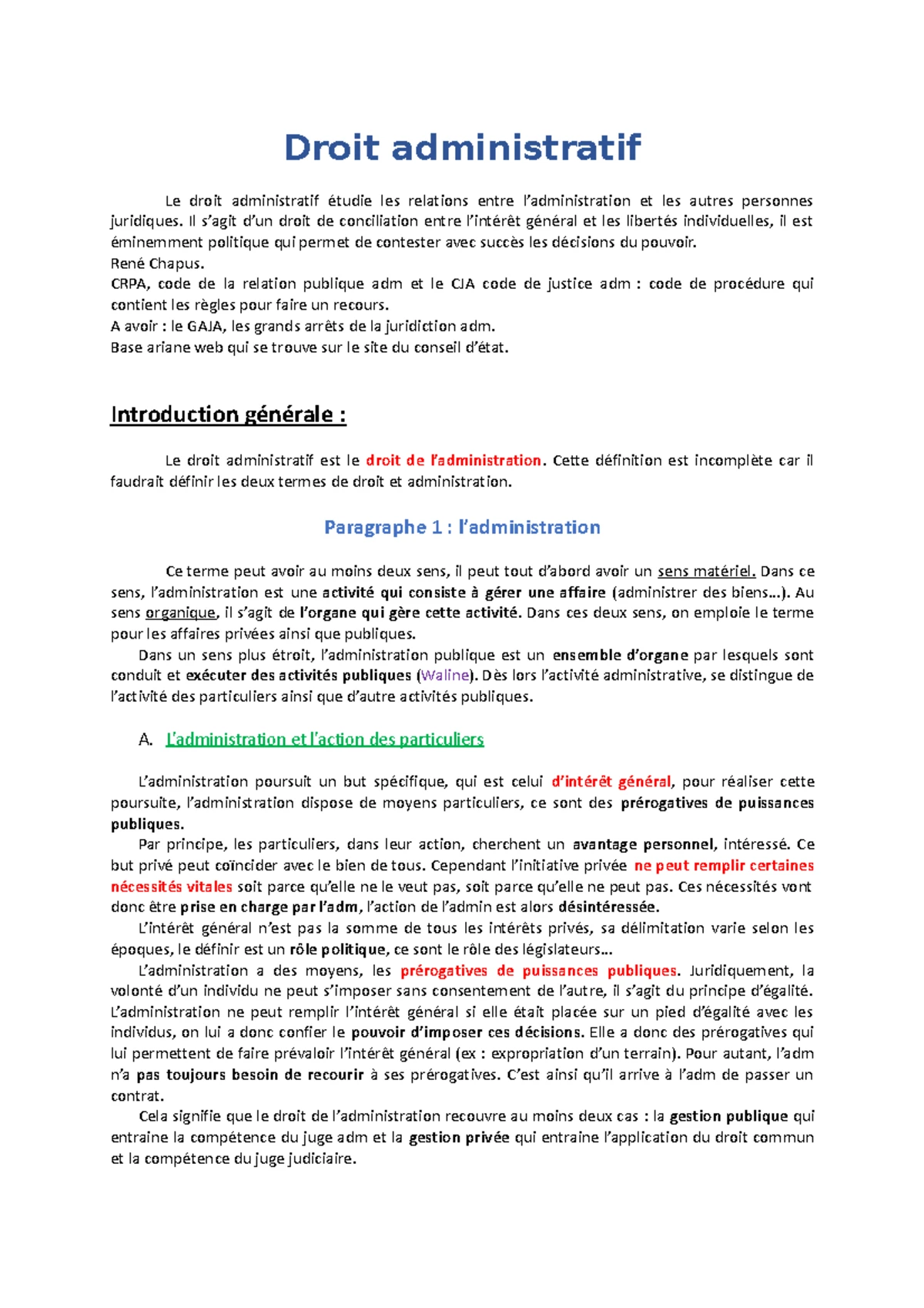 Fiche de Révision: Le Juge Administratif en Droit Administratif - Studocu