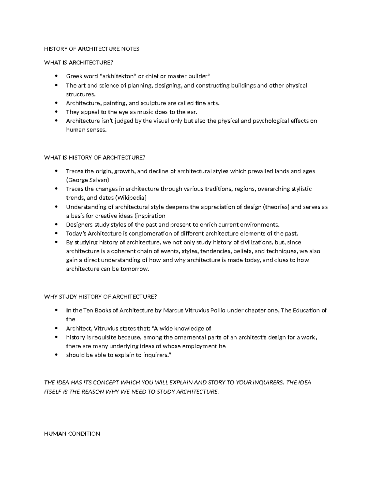 History OF Architecture Notes - HISTORY OF ARCHITECTURE NOTES WHAT IS ...