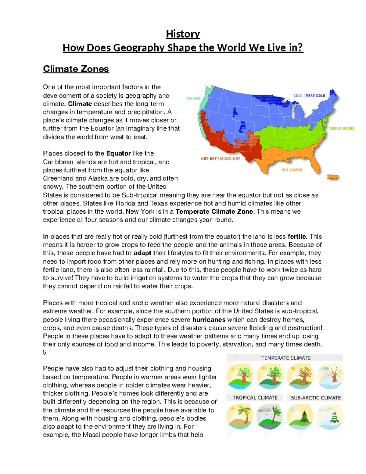 US History: How Geography Shapes Our Lives and Climate Zones - Studocu