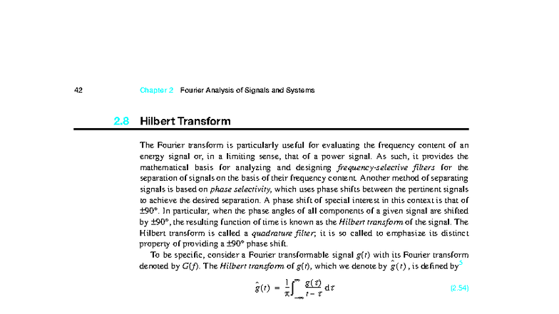 DC Module 1: Class Notes on Fourier Analysis and Hilbert Transform ...