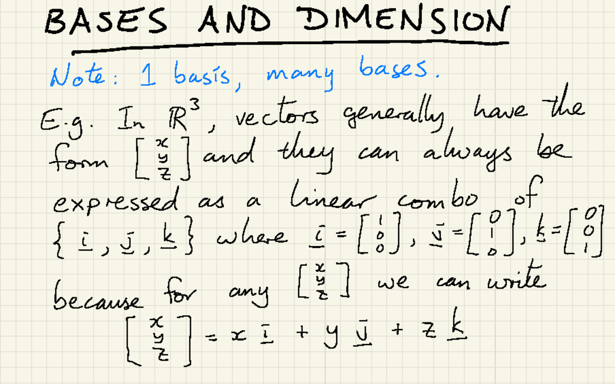 Alg Ch3.3: Understanding Bases and Dimension in Linear Algebra - Studocu