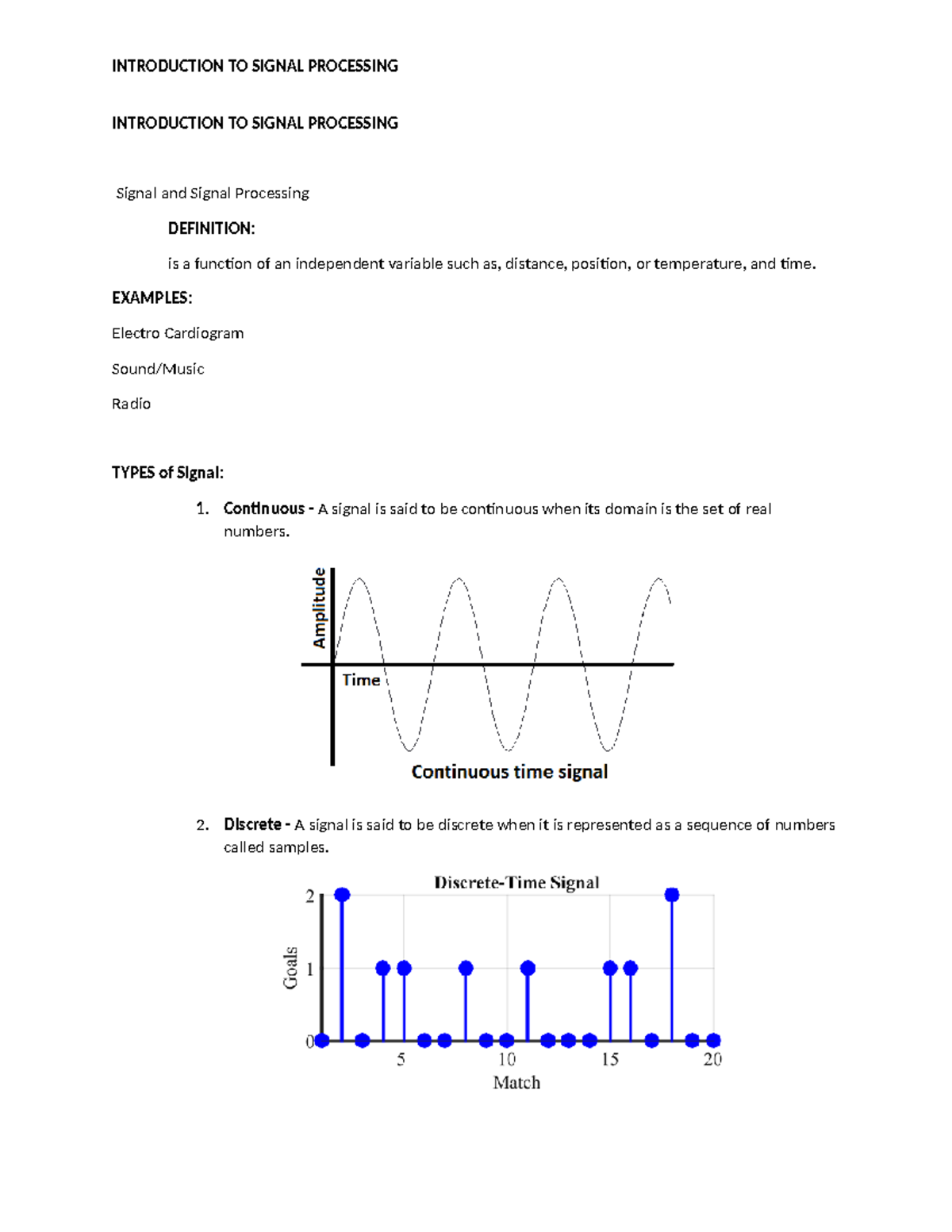 Introduction To Signal Processing Introduction To Signal Processing Signal And Signal