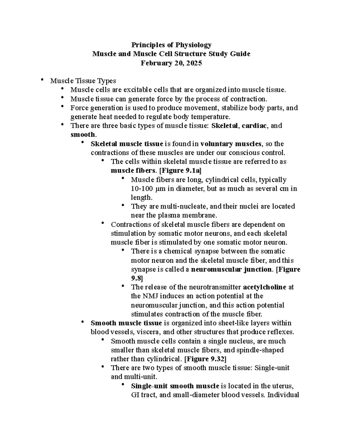 Muscle Cell Structure Study Guide (PHYS 101) - Studocu