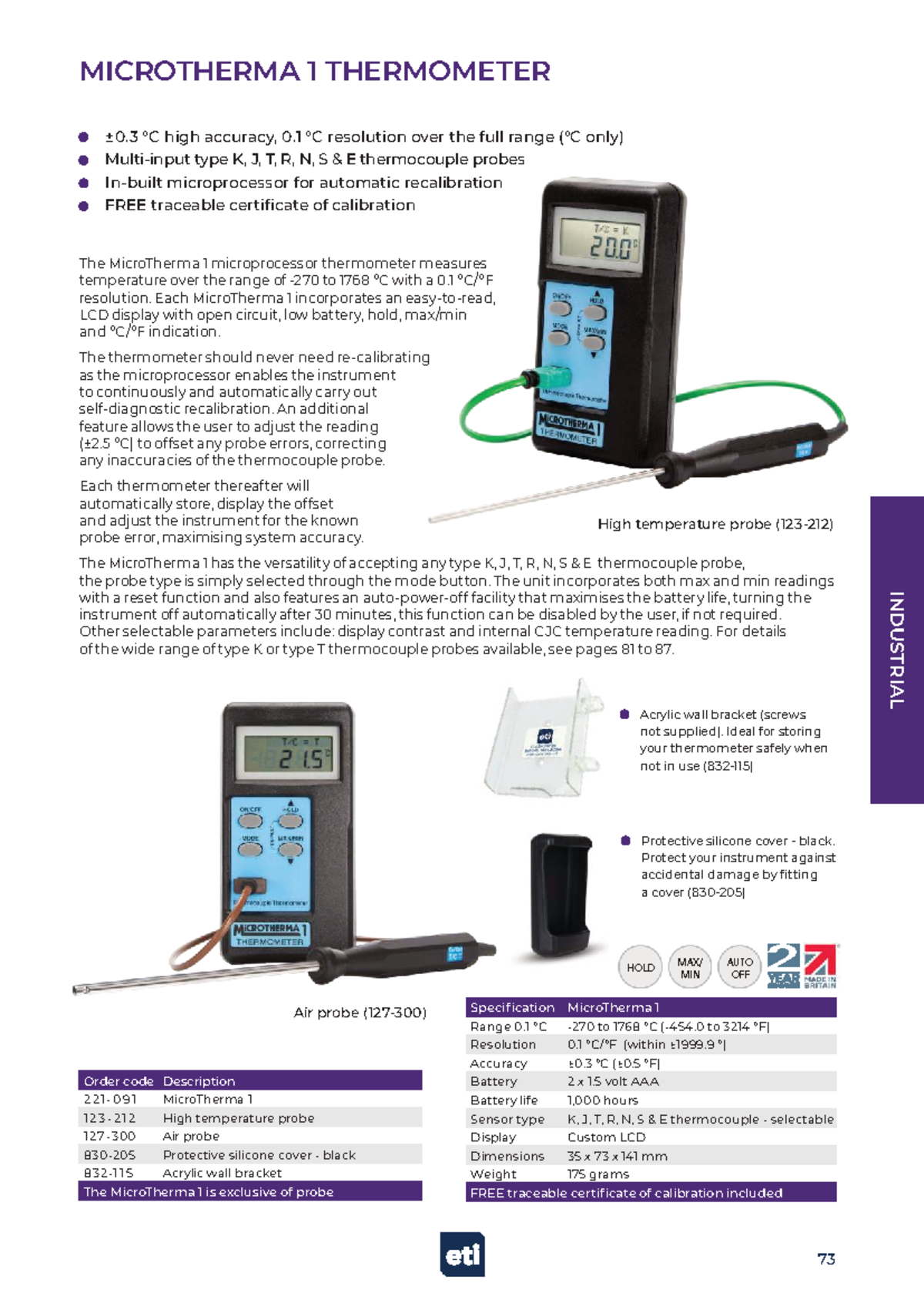 MicroTherma 1 Thermometer: High Accuracy & Calibration Certificate ...