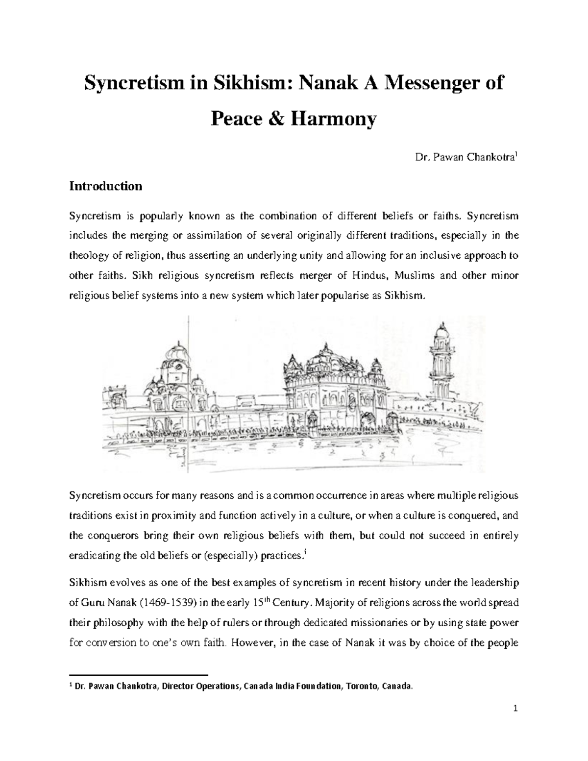 Sikhism and Syncretism: A Study of Nanak's Message of Peace - Studocu