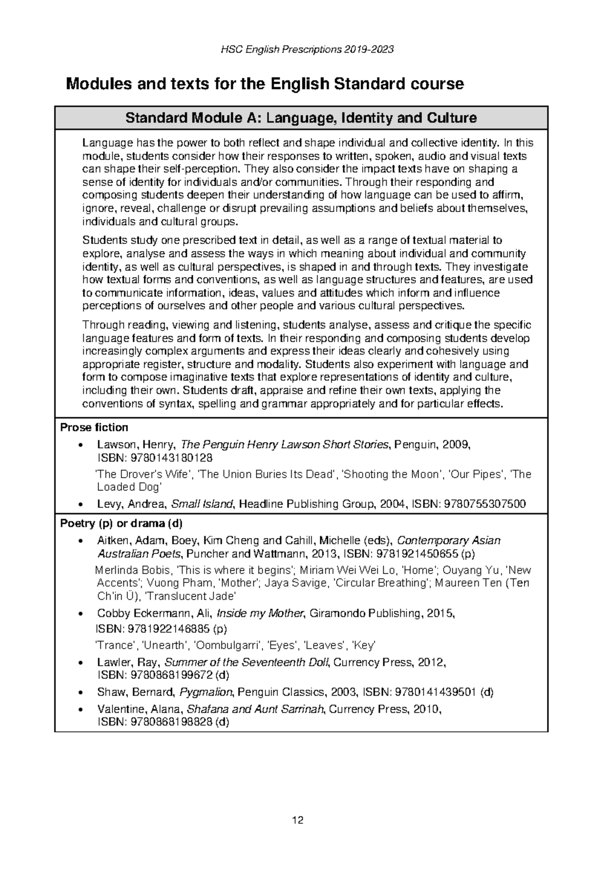 henry lawson short stories - HSC English Prescriptions 2019- 12 Modules ...