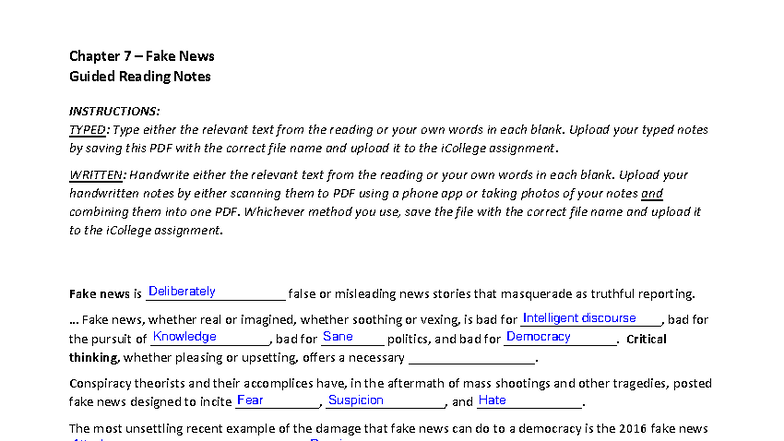 Chapter 7 Guided Notes: Understanding Fake News & Misinformation - Studocu
