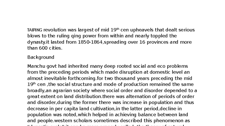 TAIPING Rebellion: Causes and Consequences of 19th Century Uprising ...