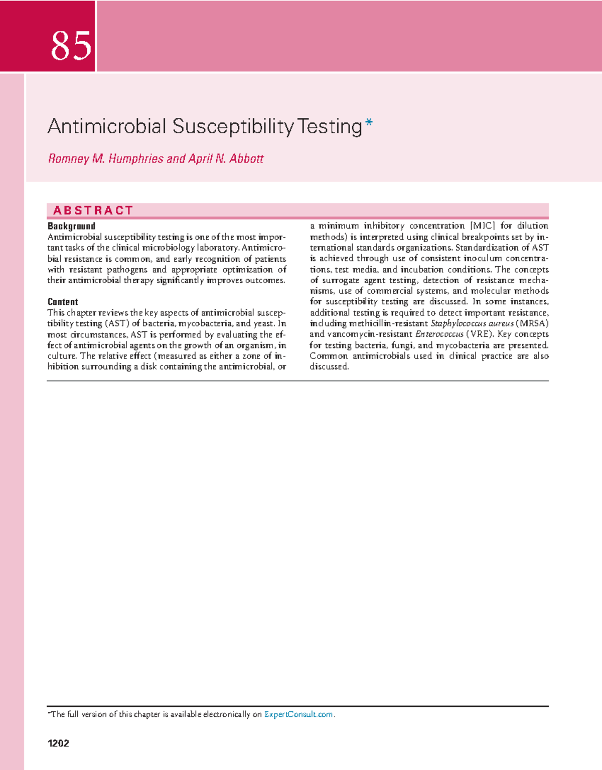 85 Antimicrobial Susceptibility Testing: Key Concepts and Methods - Studocu