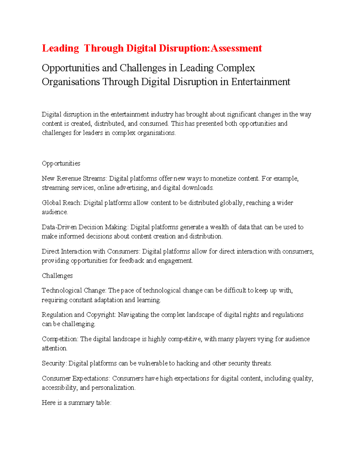 Leading Through Digital Disruption: Assessment for Complex ...