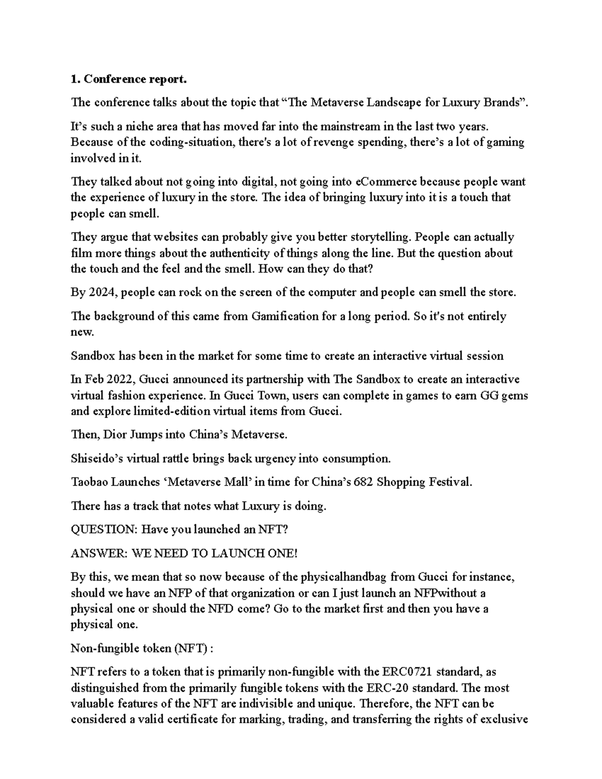 Conference Report - read it pls - Conference report. The conference ...