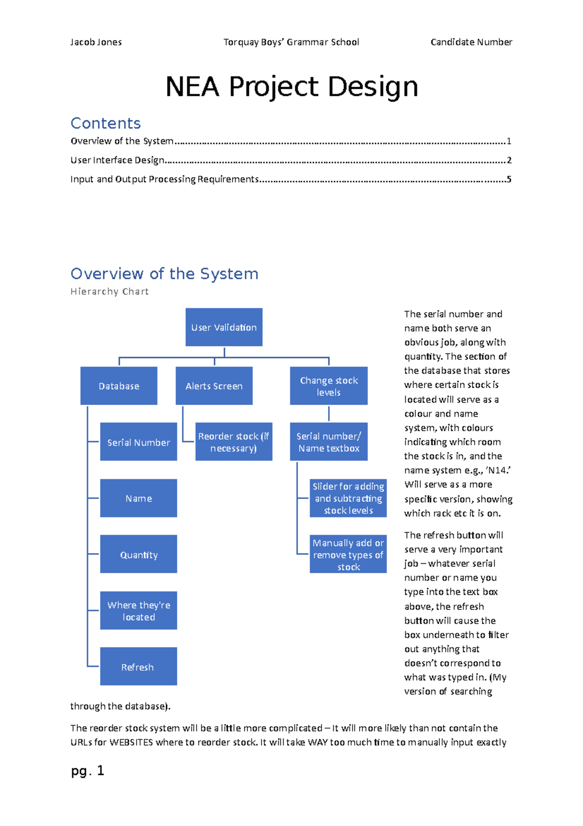 NEA Project Design Coursework Overview and UI Requirements - Studocu