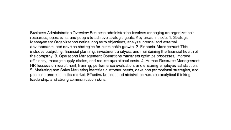 Business Administration Overview: Key Areas & Strategies - Studocu