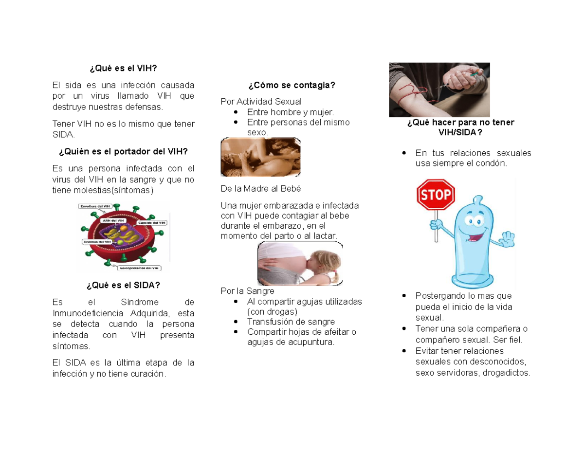 Tríptico VIH: Causas y Consecuencias del VIH y SIDA - Studocu