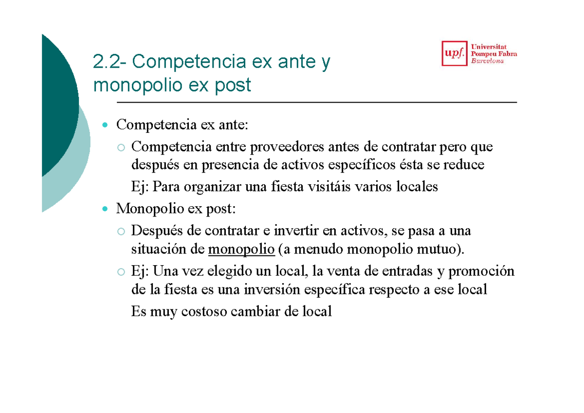 2022-Cap4-parte 3 - MDFN - 2- Competencia ex ante y monopolio ex post Competencia ex ante: - Studocu