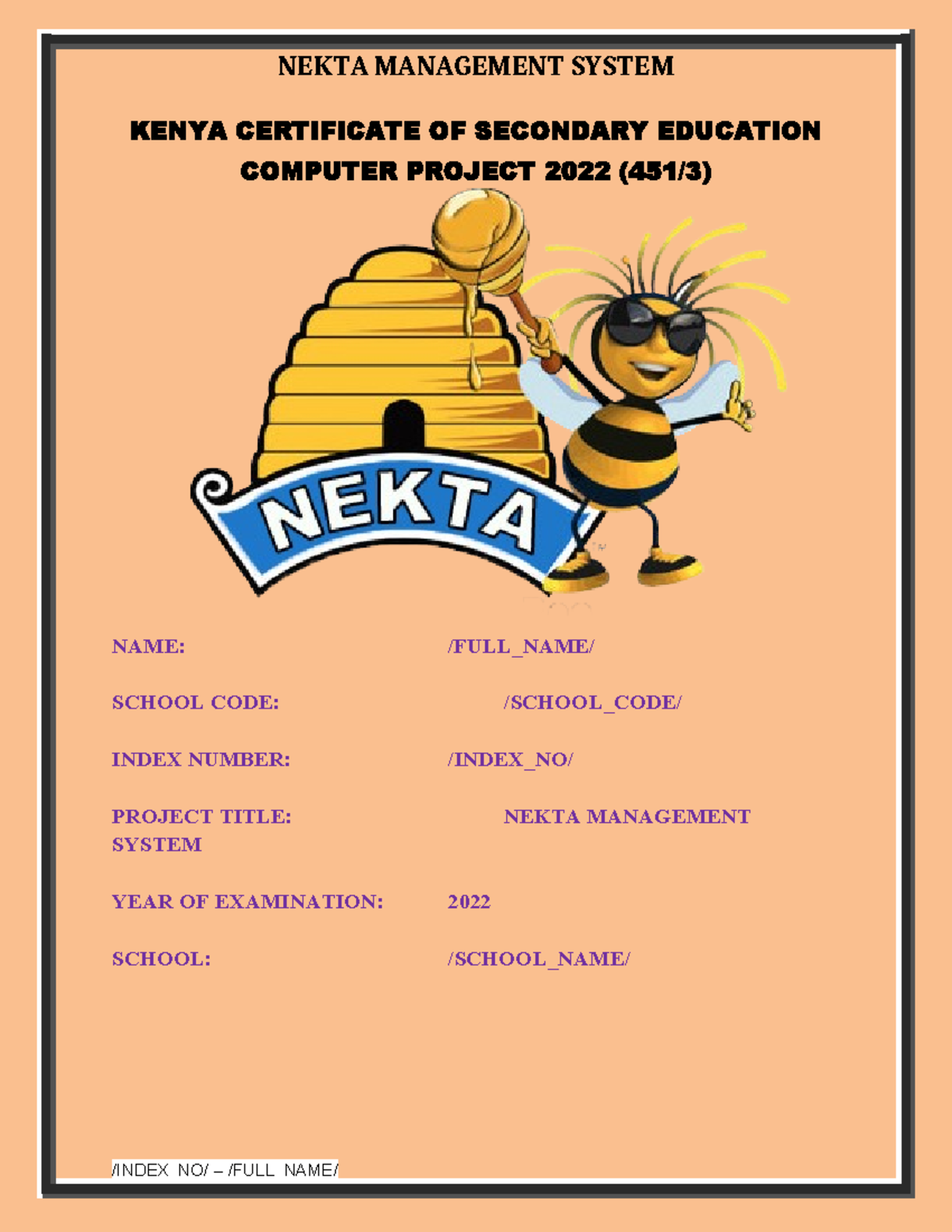 KCSE 2022 - Computer Project: Nekta Management System Overview - Studocu