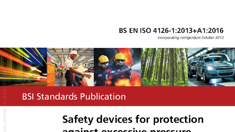 BS EN ISO 4126-1:2013 Safety Valves for Pressure Protection - Studocu