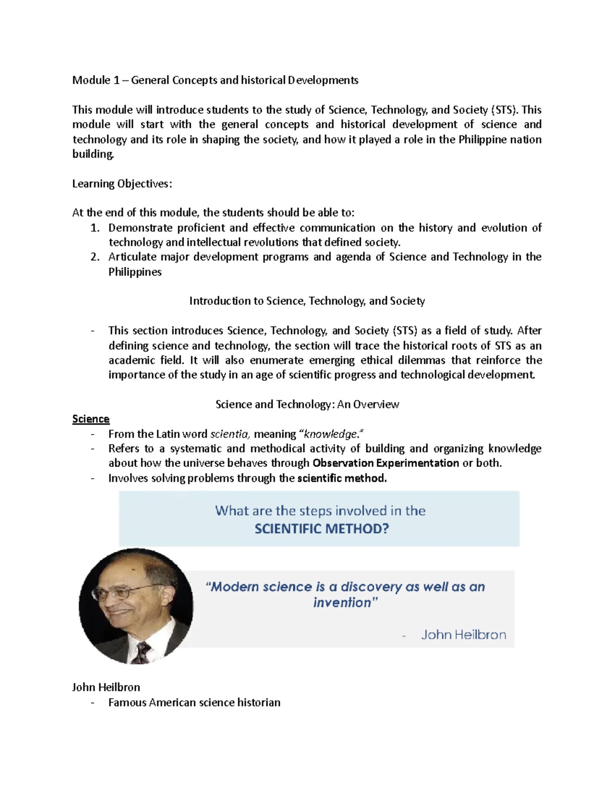 Module 1 - Module 1 – General Concepts and historical Developments This ...