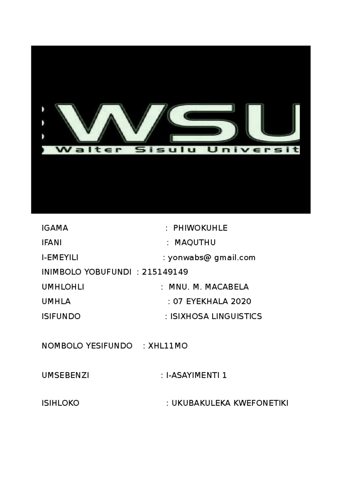 Isixhosa Lesson Plan: Umbongo for Grade 6 (UFH 2022) - Studocu