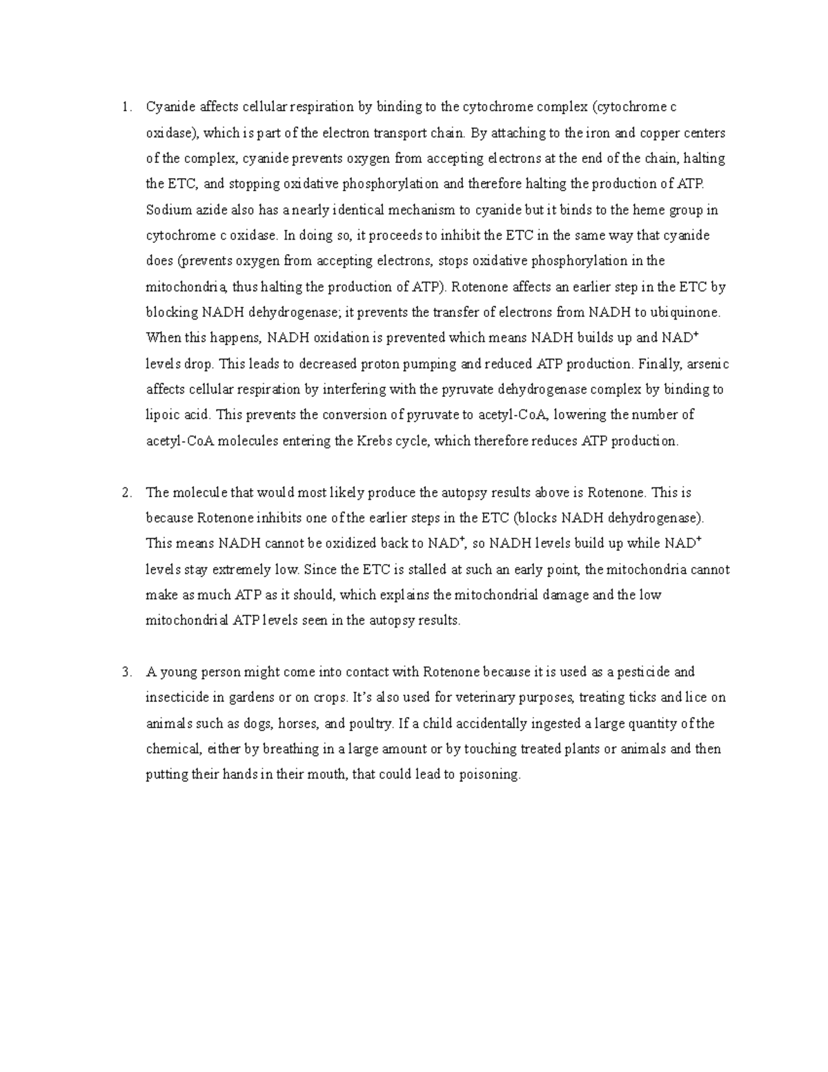 BIOL 101: The Impact of Cyanide and Rotenone on Cellular Respiration ...