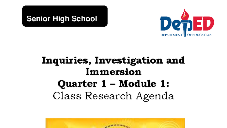 Grade 12 Inquiries, Investigation & Immersion: Class Research Agenda ...