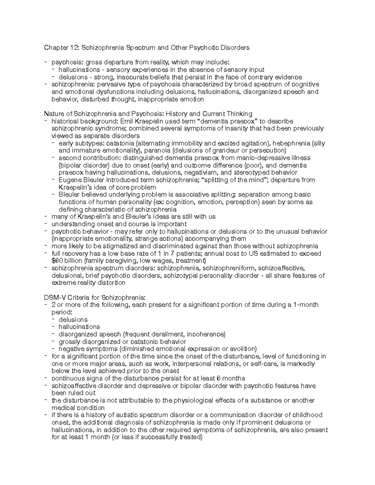 CH 12: Understanding Schizophrenia - Psych 221 Chapter Notes - Studocu