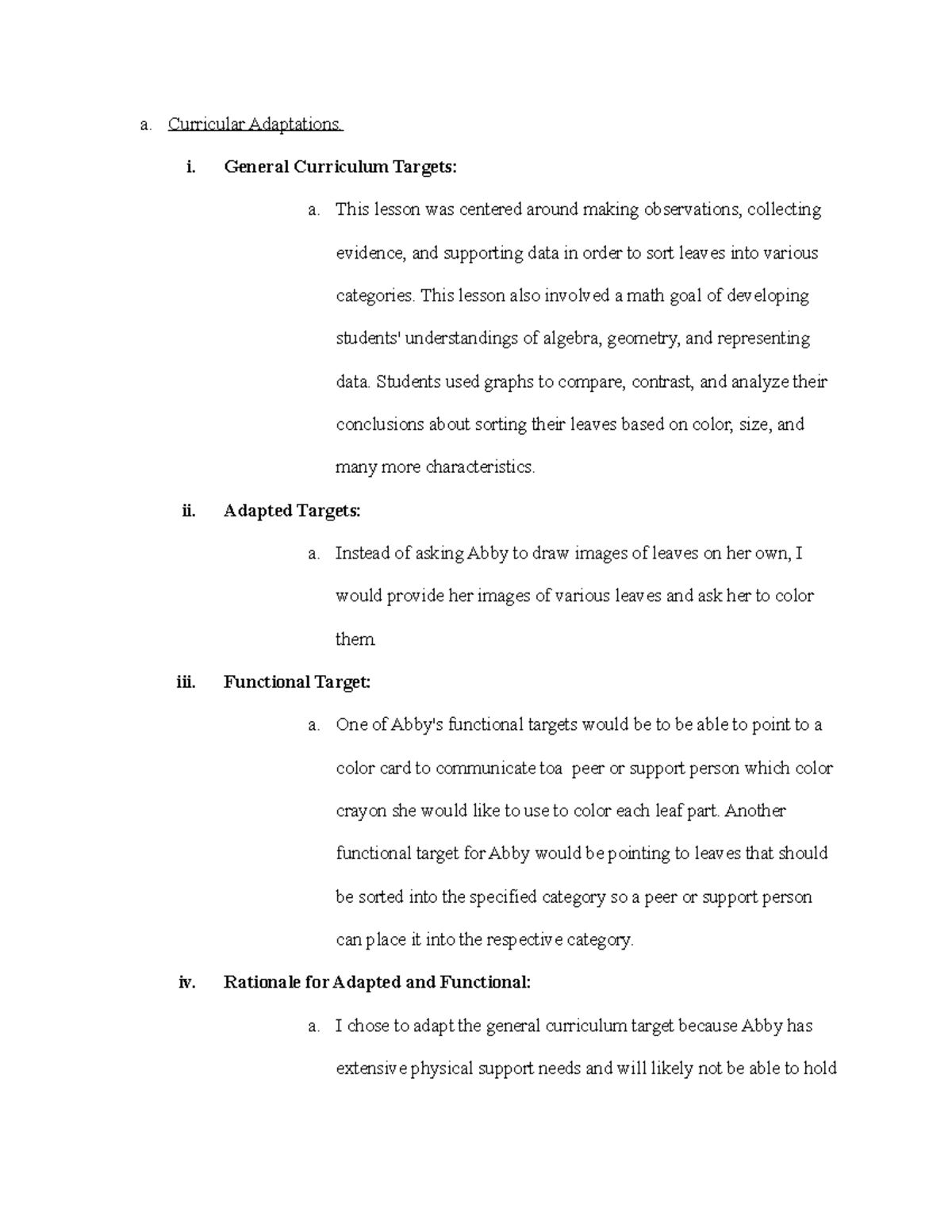 Abby Grade 1 - This assignment gave details about a specific student ...