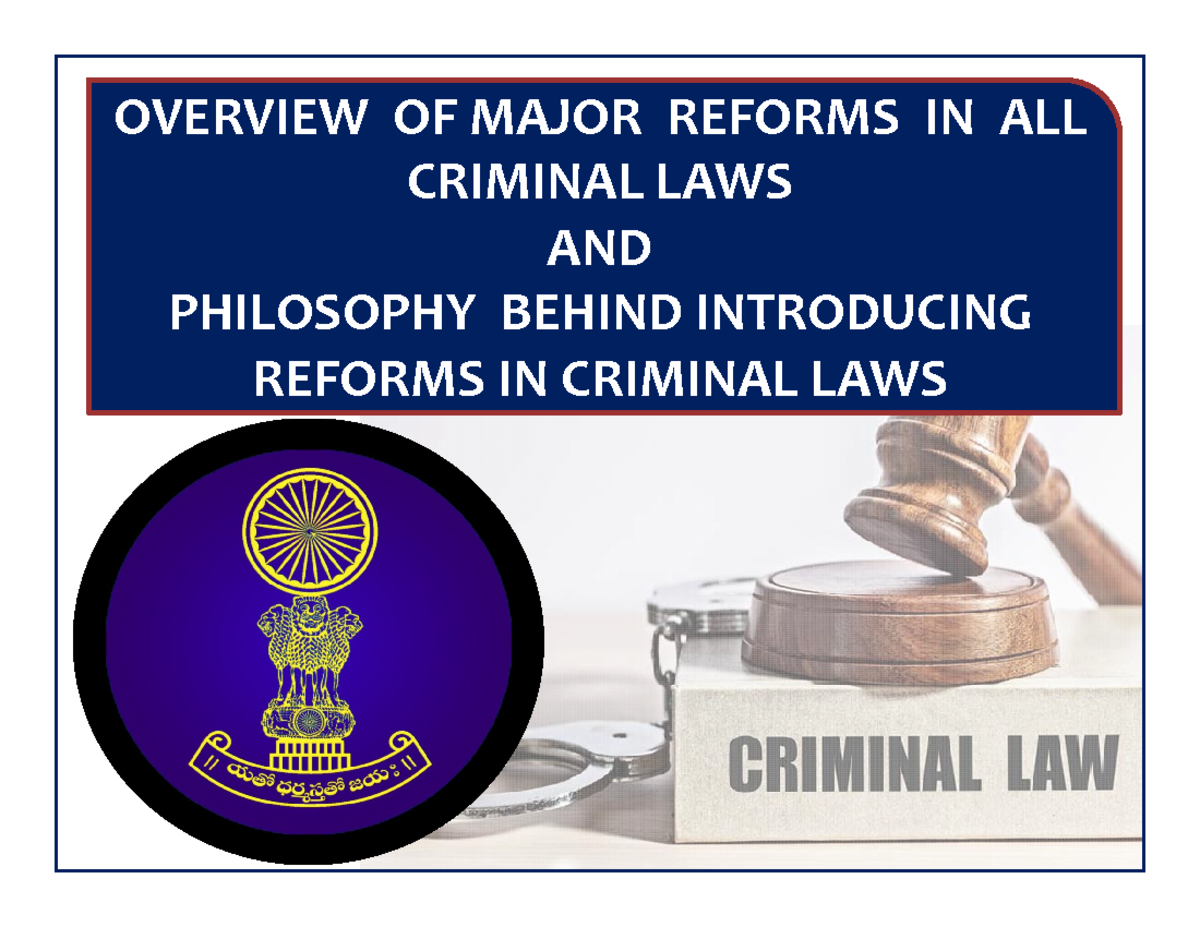 Evidence - research question on new criminal laws - OVERVIEW OF MAJOR ...