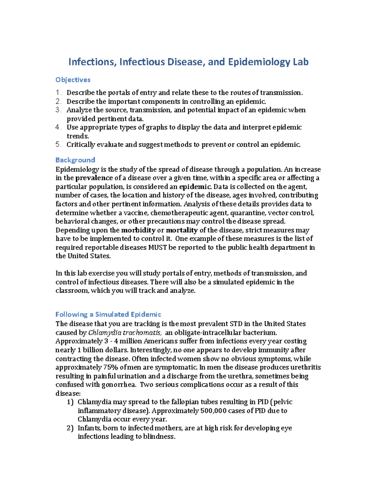 Epidemiology Lab Protocol - Infections, Infectious Disease, and ...