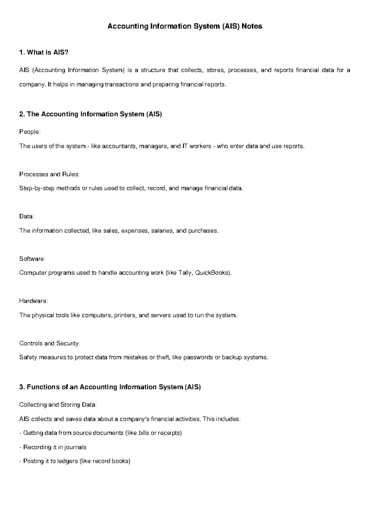 AIS Notes: Understanding Accounting Information Systems and Their ...