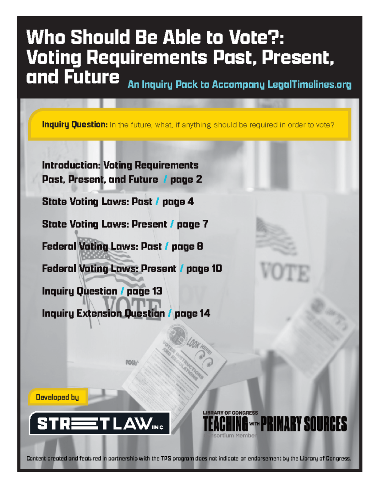 Voting Requirements: Past, Present, and Future - Inquiry Study Guide ...