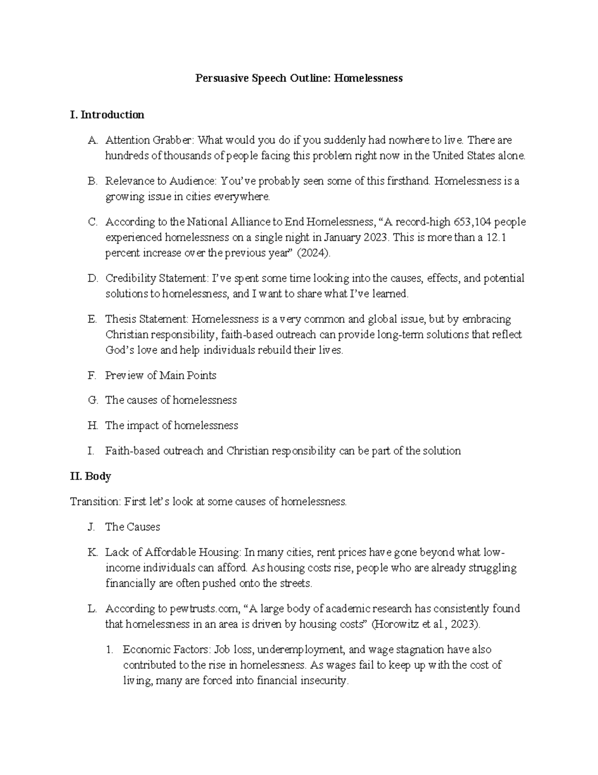 Persuasive Speech Outline Assignment - Persuasive Speech Outline ...