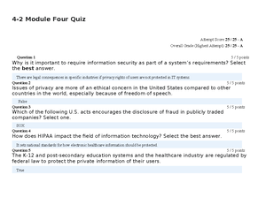 Mod 5 - Quiz 5 - 5-1 Module Five Quiz Attempt Score 25 / 25 - A Overall ...