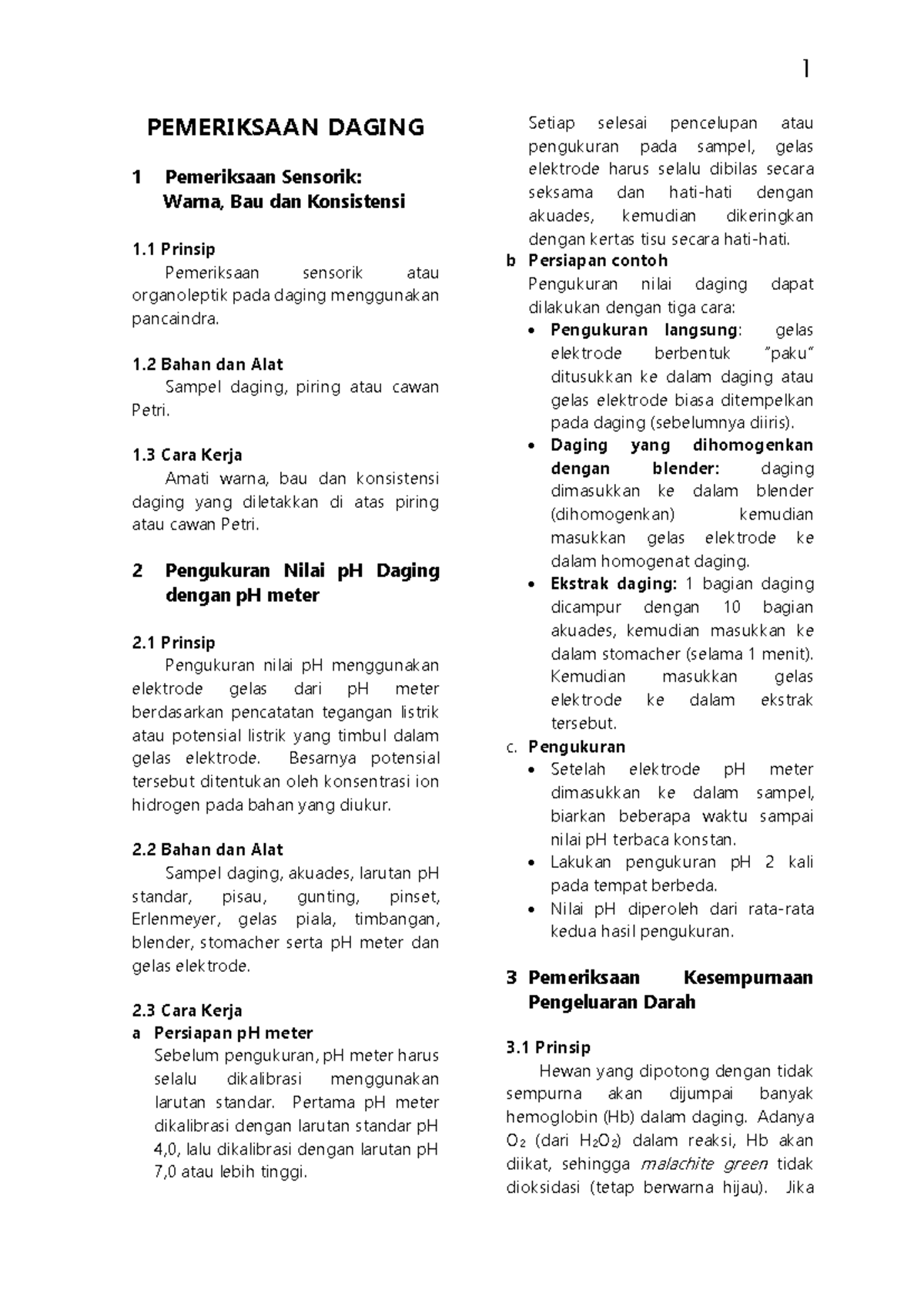 Pemeriksaan Daging: Sensorik, pH, dan Pembusukan - Praktikum 05 - Studocu