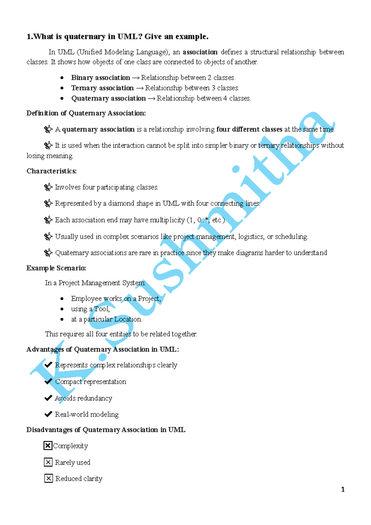 Database Design Management: Understanding UML Associations and SQL Concepts - Studocu
