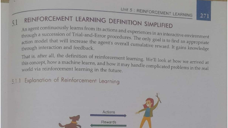 Unit 5: Reinforcement Learning Overview and Key Concepts - Studocu