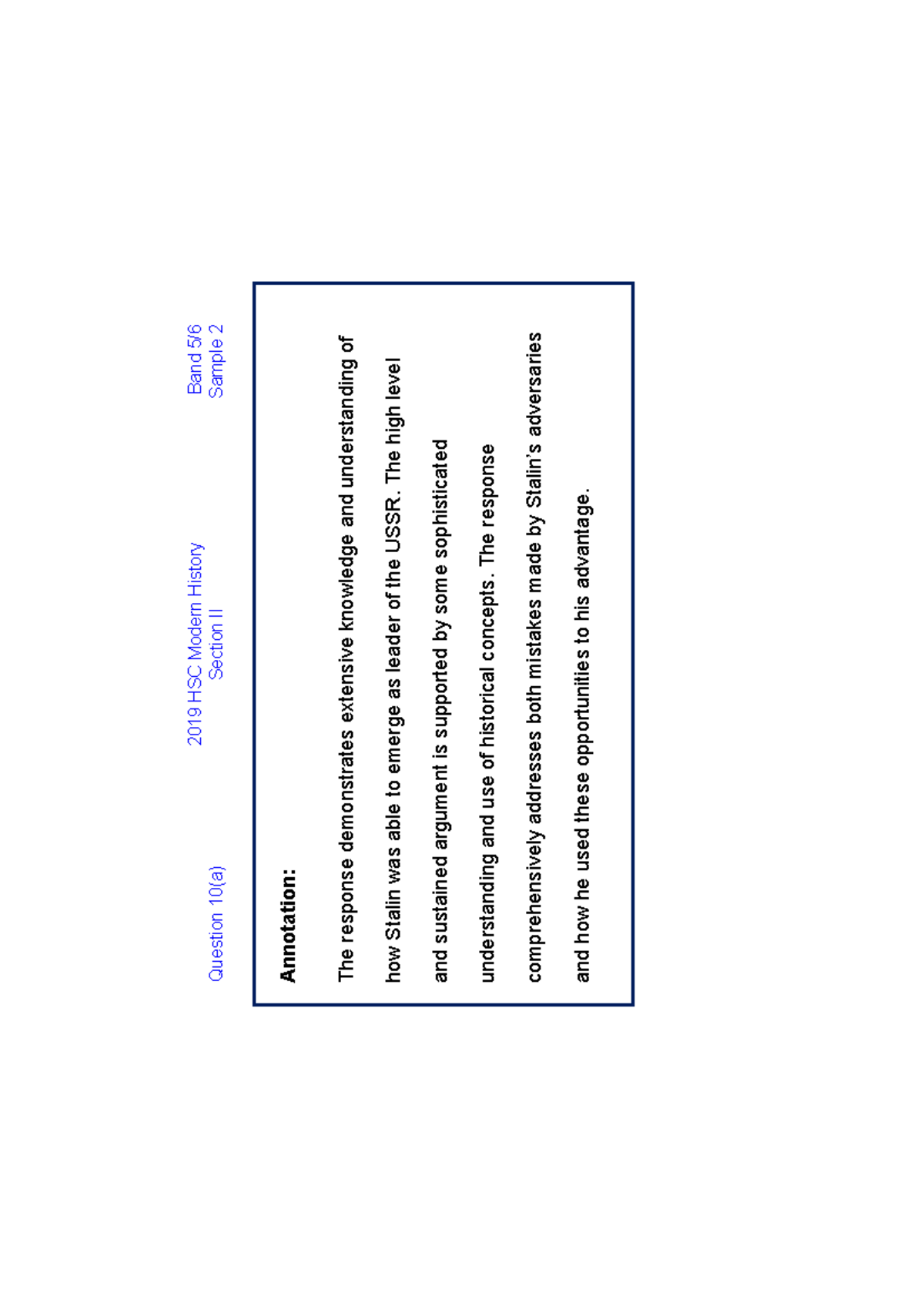 2019 HSC Modern History Section II Question 10(a) Band Sample 2 ...