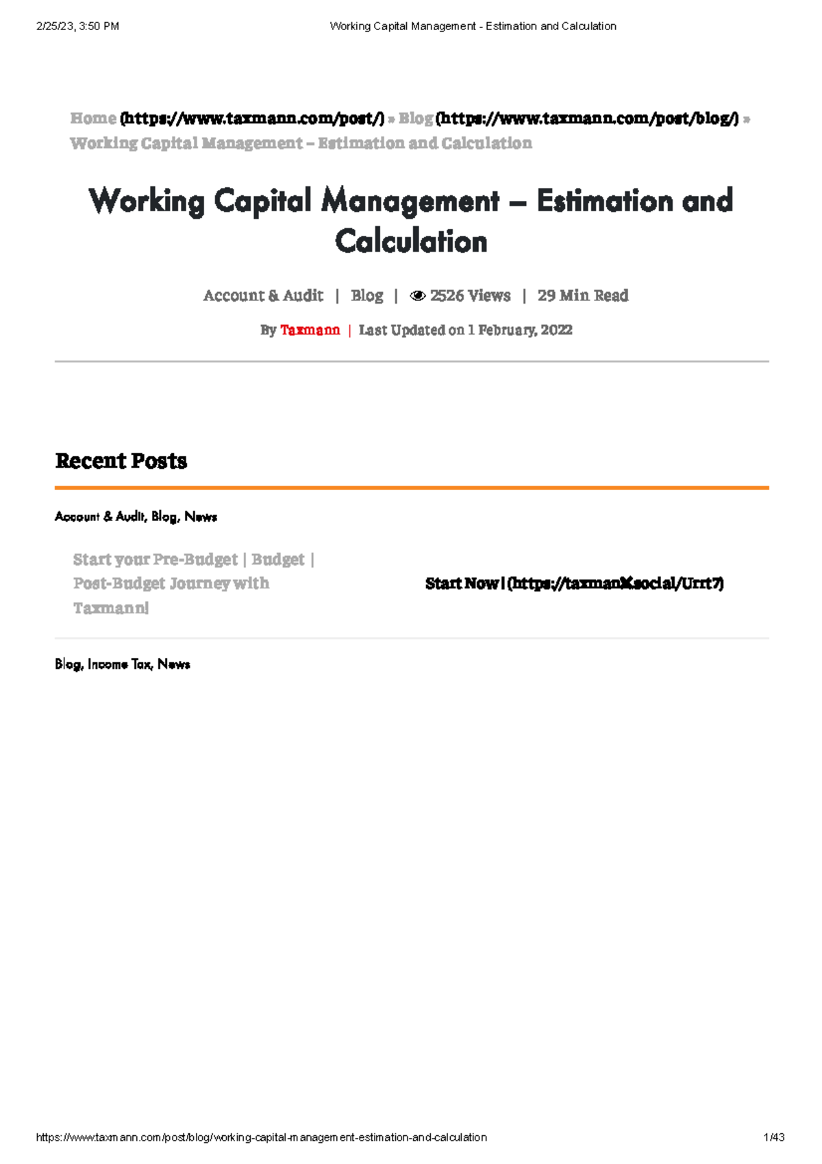 Working Capital Mgt - Estimation & Calculation Overview (Acct 101 ...