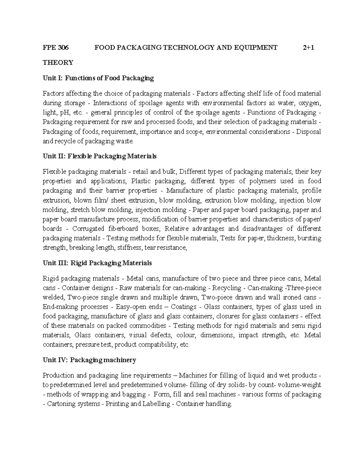 FPE 306 Final Exam Study Guide: Food Packaging Technology - Studocu
