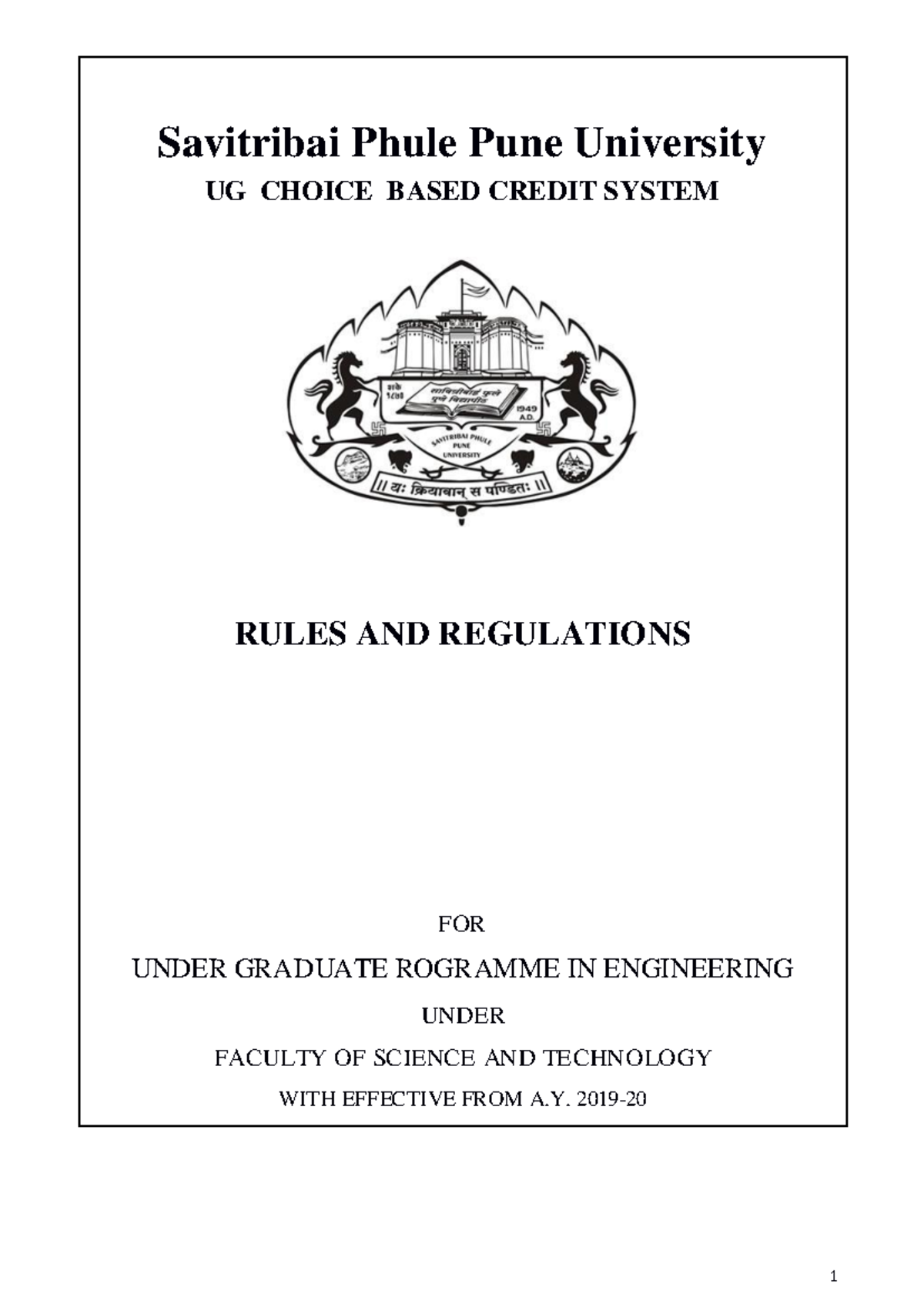 UG Engineering Rules & Regulations: Choice-Based Credit System 2019 ...