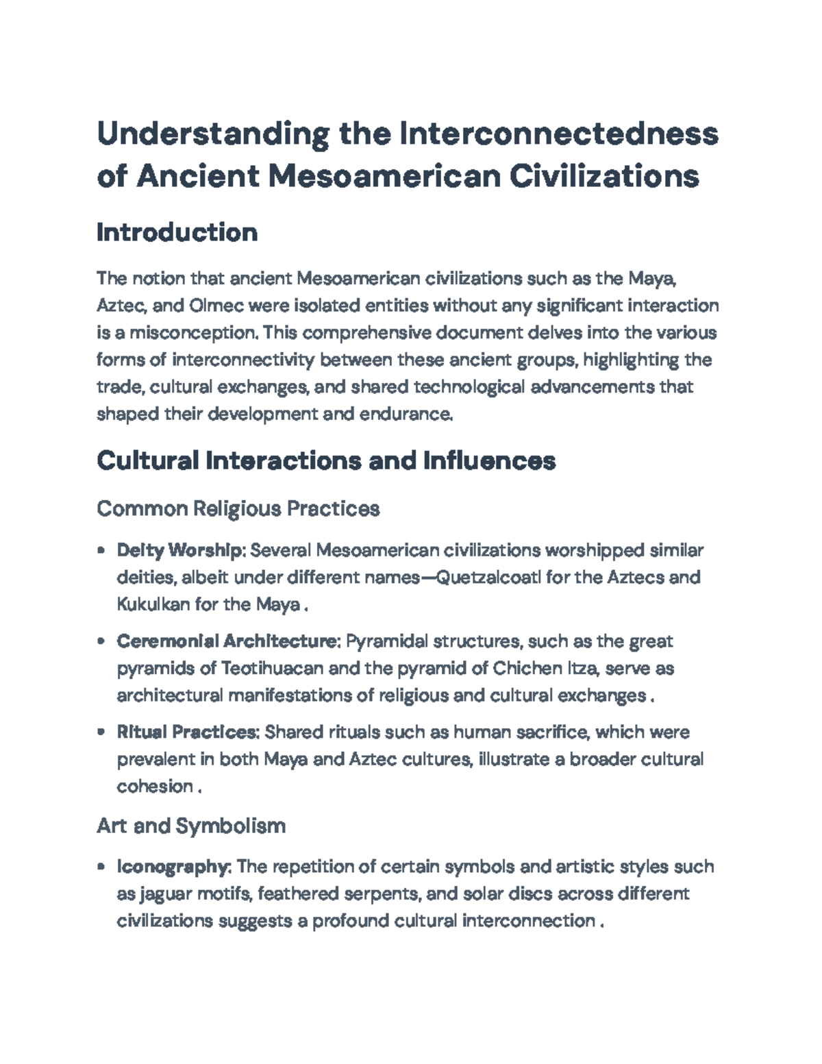 Mesoamerican Civilizations: Interconnections and Cultural Exchanges ...