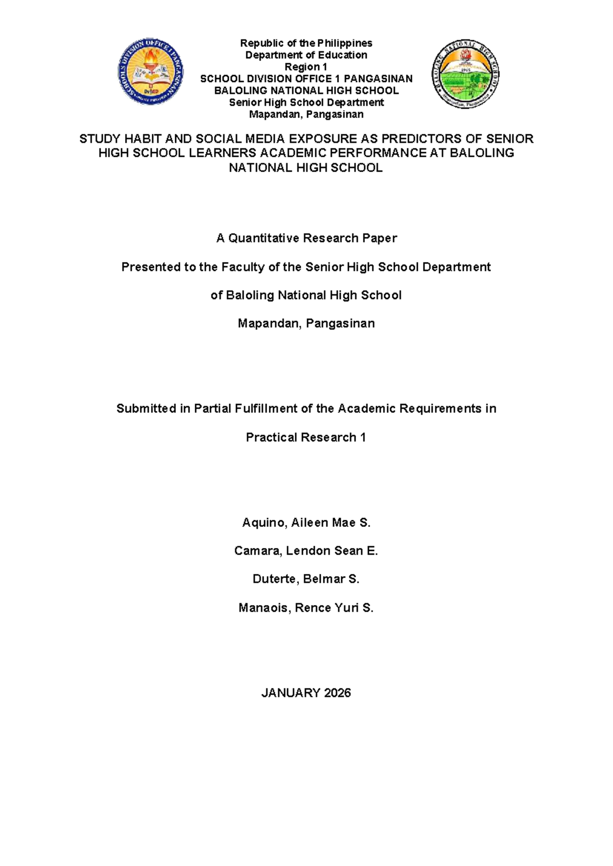 Study Habits & Social Media Exposure as Predictors of SHS Academic ...