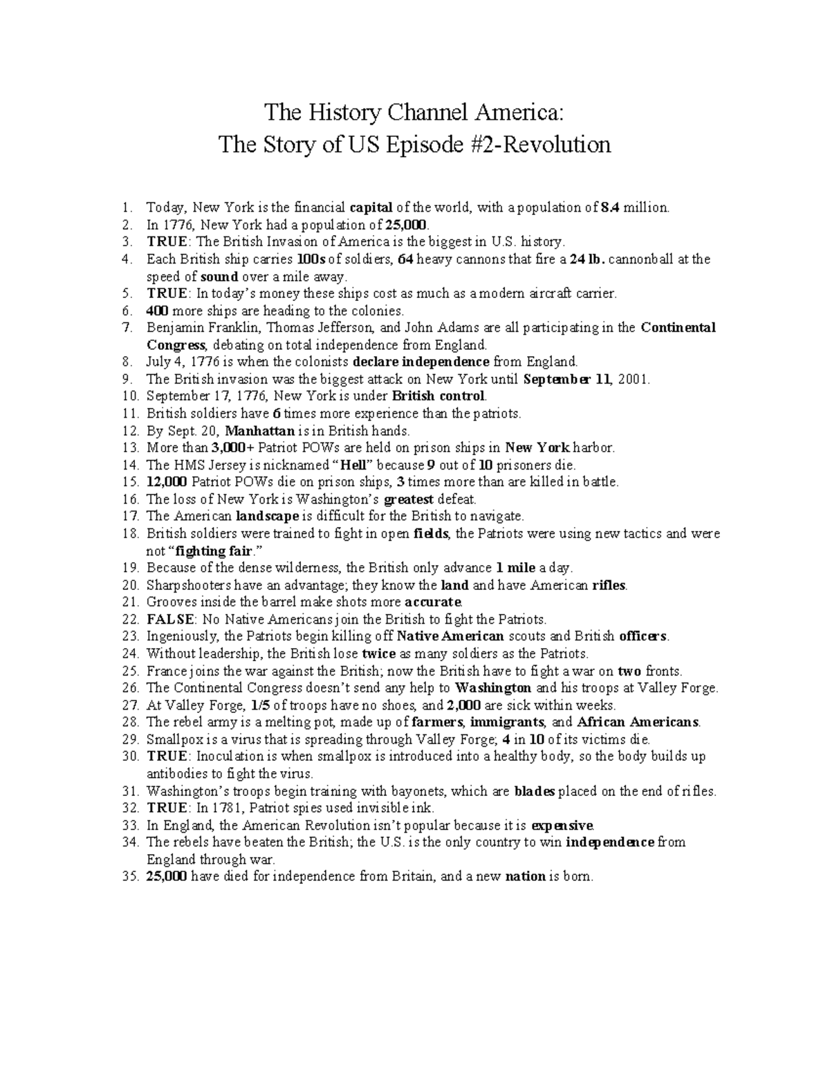 Copy of The Story of US Episode #2-Revolution - The History Channel ...