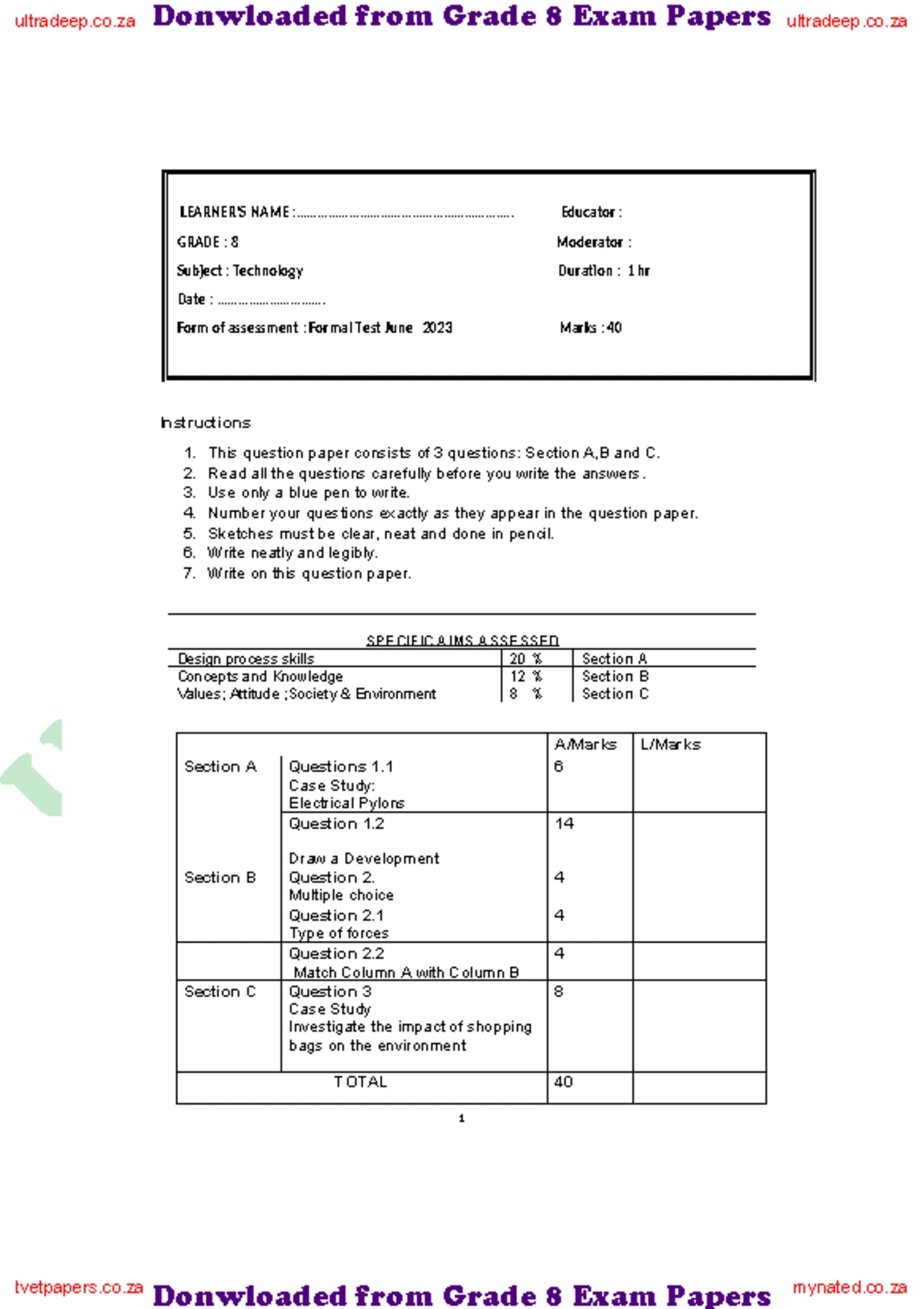 2024 ANNUAL TEACHING PLANS: TECHNOLOGY GRADE 7 (TERM 1-4) - Studocu