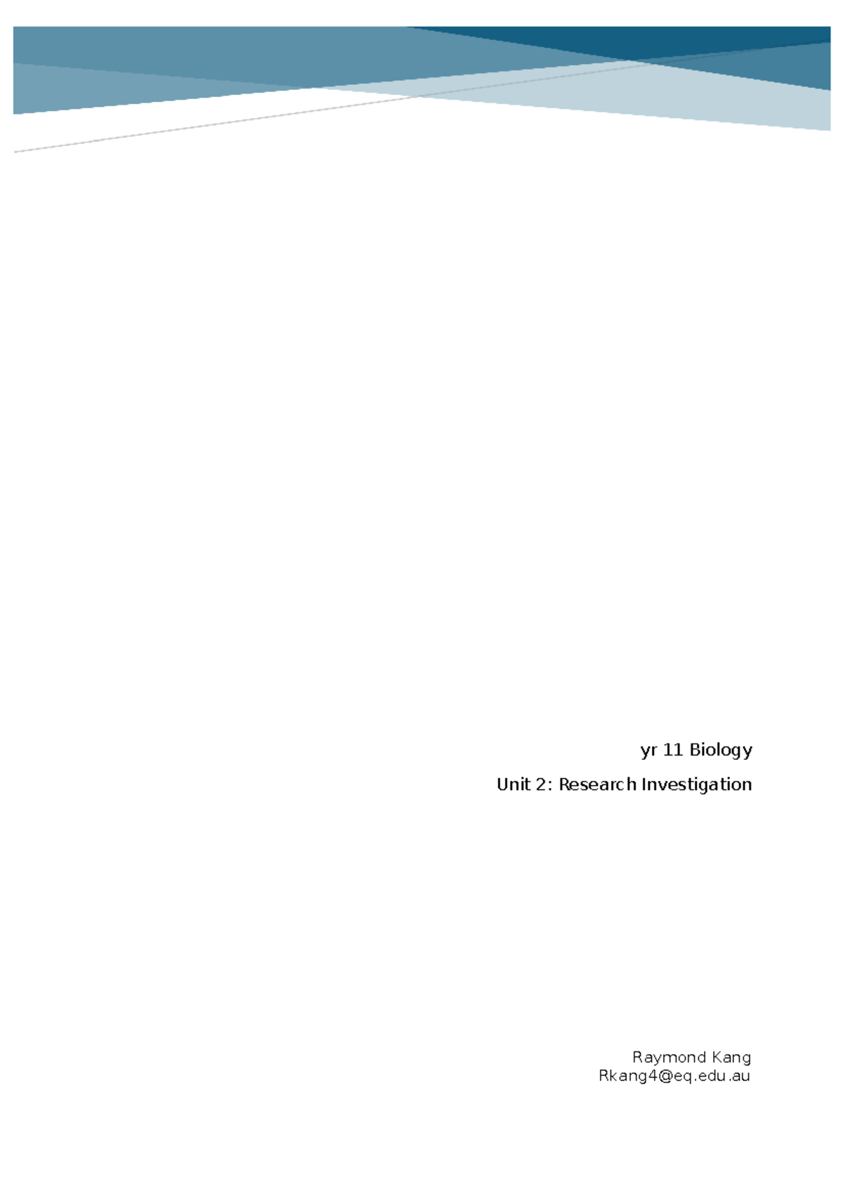 Research Investigation - I yr 11 Biology Unit 2: Research Investigation ...