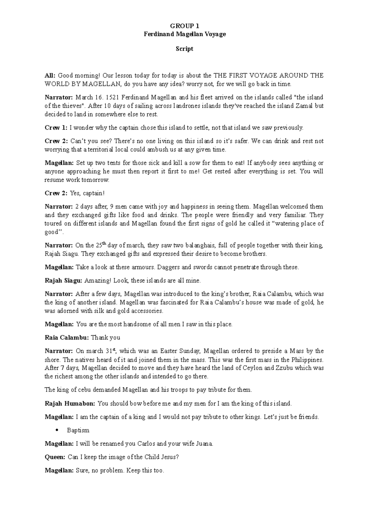 Title: HIST - Magellan's First Voyage Script: A Dramatic Retelling ...