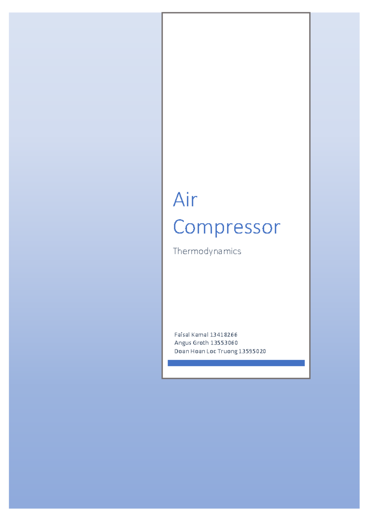 Air Compressor Report with all processes - 048651 - Studocu